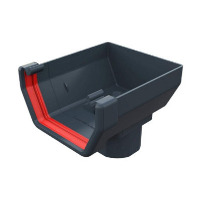 Anthracite Grey Square Gutter Stop End Outlet, Freeflow 114mm Rain ...