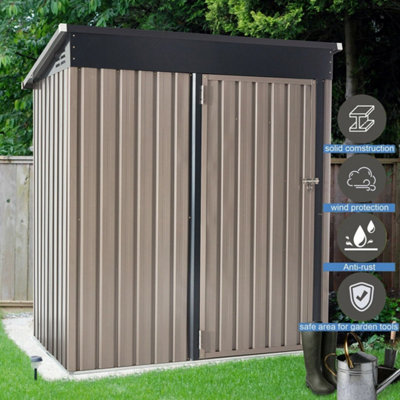 Anthracite Metal Garden Shed Outdoor Tools Storage Sheds Small House ...