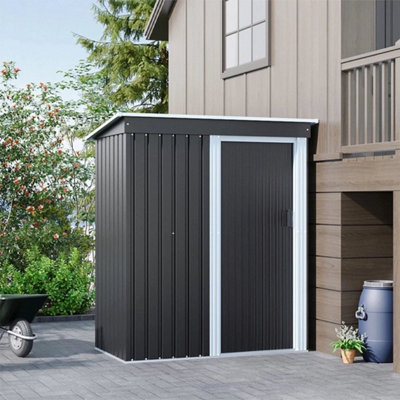 Anthracite Metal Garden Shed Outdoor Tools Storage Sheds Small House ...