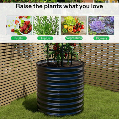 Anthracite Round Metal Raised Bed Galvanized Raised Planter Box Outdoor ...