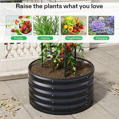 Anthracite Round Metal Raised Bed Galvanized Raised Planter Box Outdoor ...