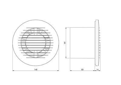 Anthracite Silent Round Bathroom Extractor Fan 100mm / 4"