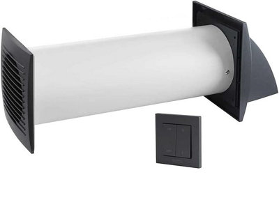 Anthracite Single Room Heat Recovery Kit 100mm with Wall Switch
