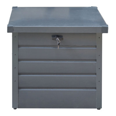 Anthracite Waterproof Metal Outdoor Garden Storage Box Lockable Flat ...