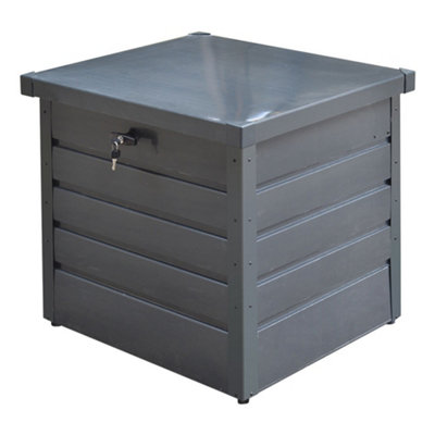 Anthracite Waterproof Metal Outdoor Garden Storage Box Lockable Flat ...