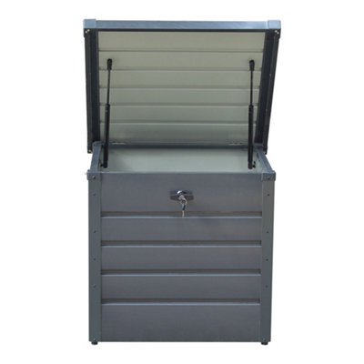 Anthracite Waterproof Metal Outdoor Garden Storage Box Lockable Flat ...