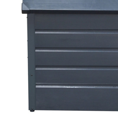 Anthracite Waterproof Metal Outdoor Garden Storage Box Lockable Flat ...