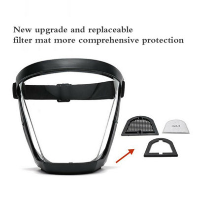 Anti-Fog Full Face Safety Shield with Filters - Clear Protective Visor ...