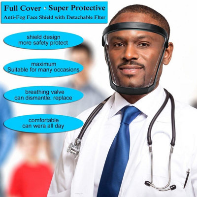 Anti-Fog Full Face Safety Shield with Filters - Clear Protective Visor ...