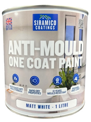 Anti Mould Paint - 1 Litre - Matt White - 10 Year Anti Mould Resistance ...