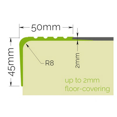 Anti non slip stair nosing rubber angle step edge trim PVC RO 150cm ...