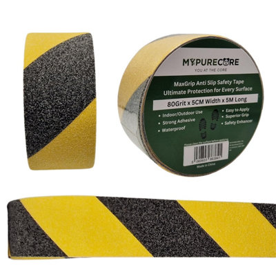 Anti Slip Grip Tape Black Yellow 80 Grit 5m x 5cm for Stairs Decking ...