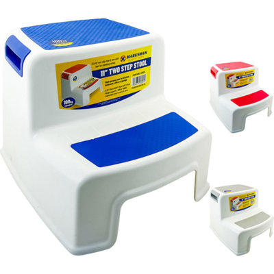 Anti Slip Plastic 2 Step Stool Bathroom Kitchen Support Multi Purpose ...
