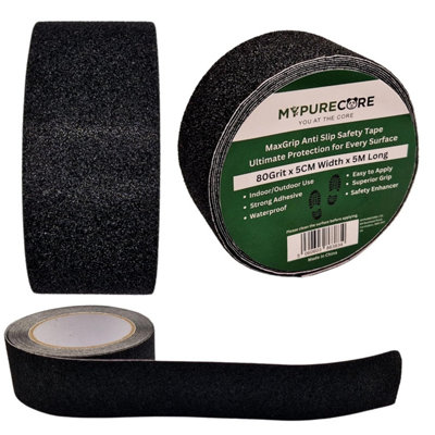 Anti Slip Tape Black 80 Grit 5m x 5cm Grip Tape for Stairs Ramps ...