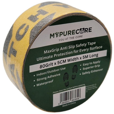Anti Slip Tape Watch Your Step 80 Grit 5m x 5cm for Outdoor Steps Ramps ...