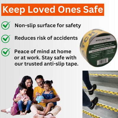 Anti Slip Tape Watch Your Step 80 Grit 5m x 5cm for Outdoor Steps Ramps ...
