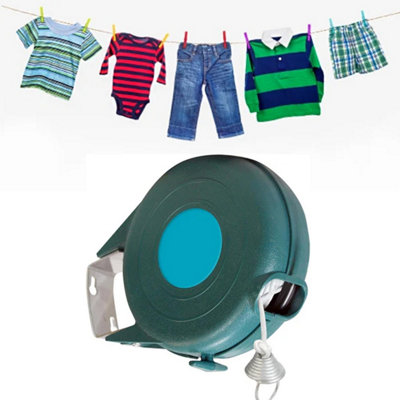 Anti Slip Washing Line 12m Outdoor Wall Mounted Extendable Retractable ...