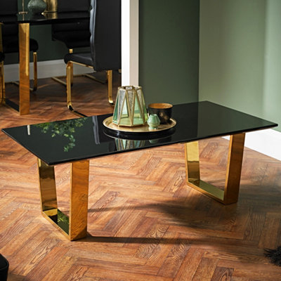 Antibes Glass Coffee Table With Gold Legs | DIY at B&Q