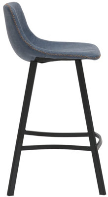 Antico Faux Leather Kitchen Bar Stool, Matt Black Fixed Height Legs ...