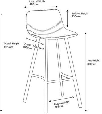Antico Faux Leather Kitchen Bar Stool, Matt Black Fixed Height Legs ...
