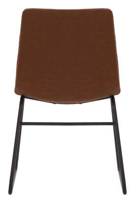 Antico Premium Brown Faux-Leather Modern Fixed Height Chair, Single
