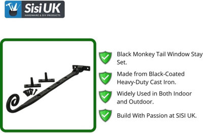 Antique Black Monkey Tail Window Stay Curly Tail Casement Stay Window ...