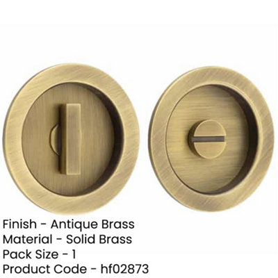 Antique Brass Circular Turn and Release Privacy Lock - Door Handle