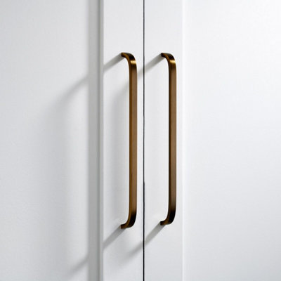 Antique Brass Curved Cabinet D Bar Handle - Solid Brass - Hole Centre ...