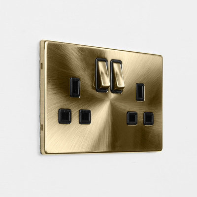 Antique Brass Screwless Plate 1 Gang 13A DP Ingot 1 USB Switched Plug ...