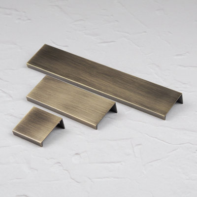 Antique Brass Squared Edge Pull 200mm Lip Pull Edge Mount Profile Handle Drawer Office Kitchen ...