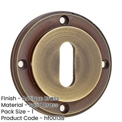 Antique Brass Standard Keyway Escutcheons with No Rose Design - Solid ...