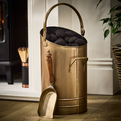 Antique Brass Window Panel Fireplace Guard Fire Screen Guard with Coal ...