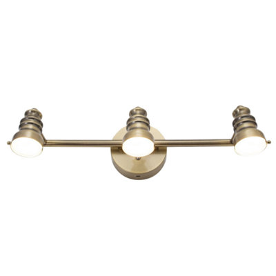 Antique Brass Wireless Rechargeable LED Touch Dimmer Triple Spot Wall Light