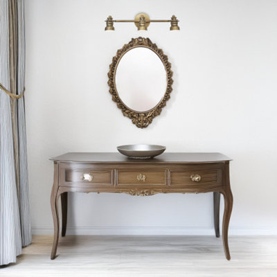 Antique Brass Wireless Rechargeable LED Touch Dimmer Triple Spot Wall Light