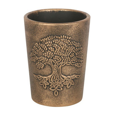 Antique Bronze Effect Terracotta Plant Pot - Tree of Life | DIY at B&Q