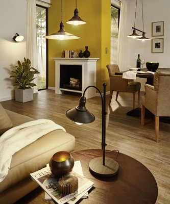 Antique Brown & Beige LED Wall Sconce Light with E27 Bulb Socket