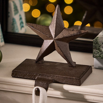 Antique Brown Star Decorative Stocking Hook Fireplace Stocking Holder ...