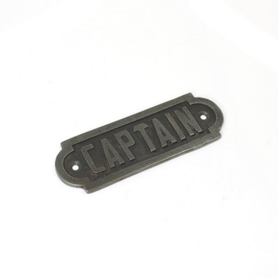 Antique Cast Iron Captain Plaque/Sign - 128mm