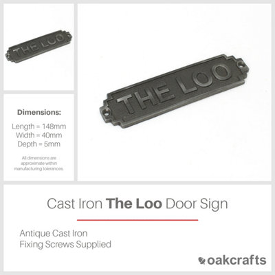 Antique Cast Iron The Loo Door Sign/Plaque - 148mm
