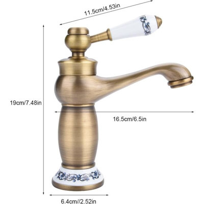 Antique ceramic brass bathroom sink faucet blue and white porcelain ...