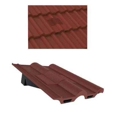 Antique Red Double Roman Roof Tile Vent & Adapter, Marley Redland Russell