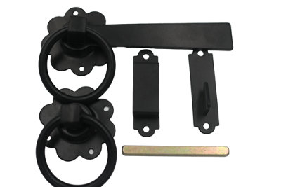 Antique Ring Gate Latch - Black 150mm r