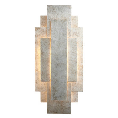 Antique Silver Leaf Panel Wall Light Fitting - Twin G9 LED - Decorative ...
