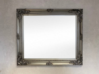 Antique Silver Wood Frame Wall Mirror 73cm