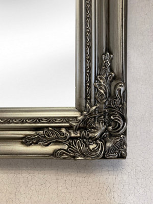 Antique Silver Wood Frame Wall Mirror 73cm
