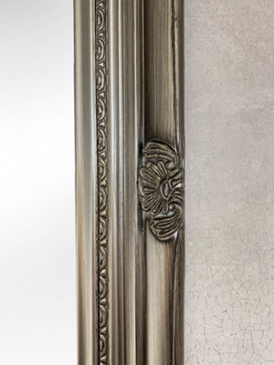 Antique Silver Wood Frame Wall Mirror 73cm