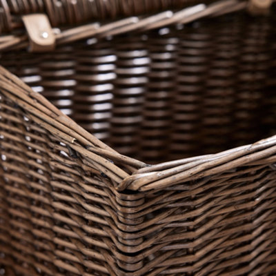 Antique Wash Wicker Chest Indoor Storage Basket Hamper