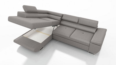Anton Large Corner Sofa Bed in Light Grey Left Facing
