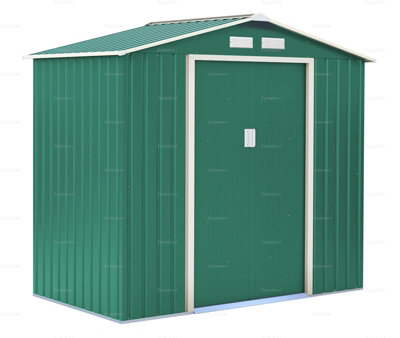 Apex Roof Metal Shed, Low Maintenance Outdoor Storage - Green, 7ft Wide ...