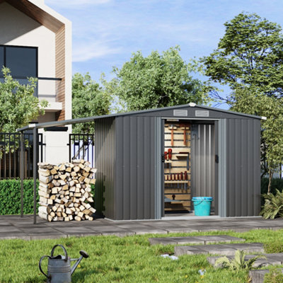 Apex White Waterproof Outdoor Garden Storage Shed Tool Shed with Double ...